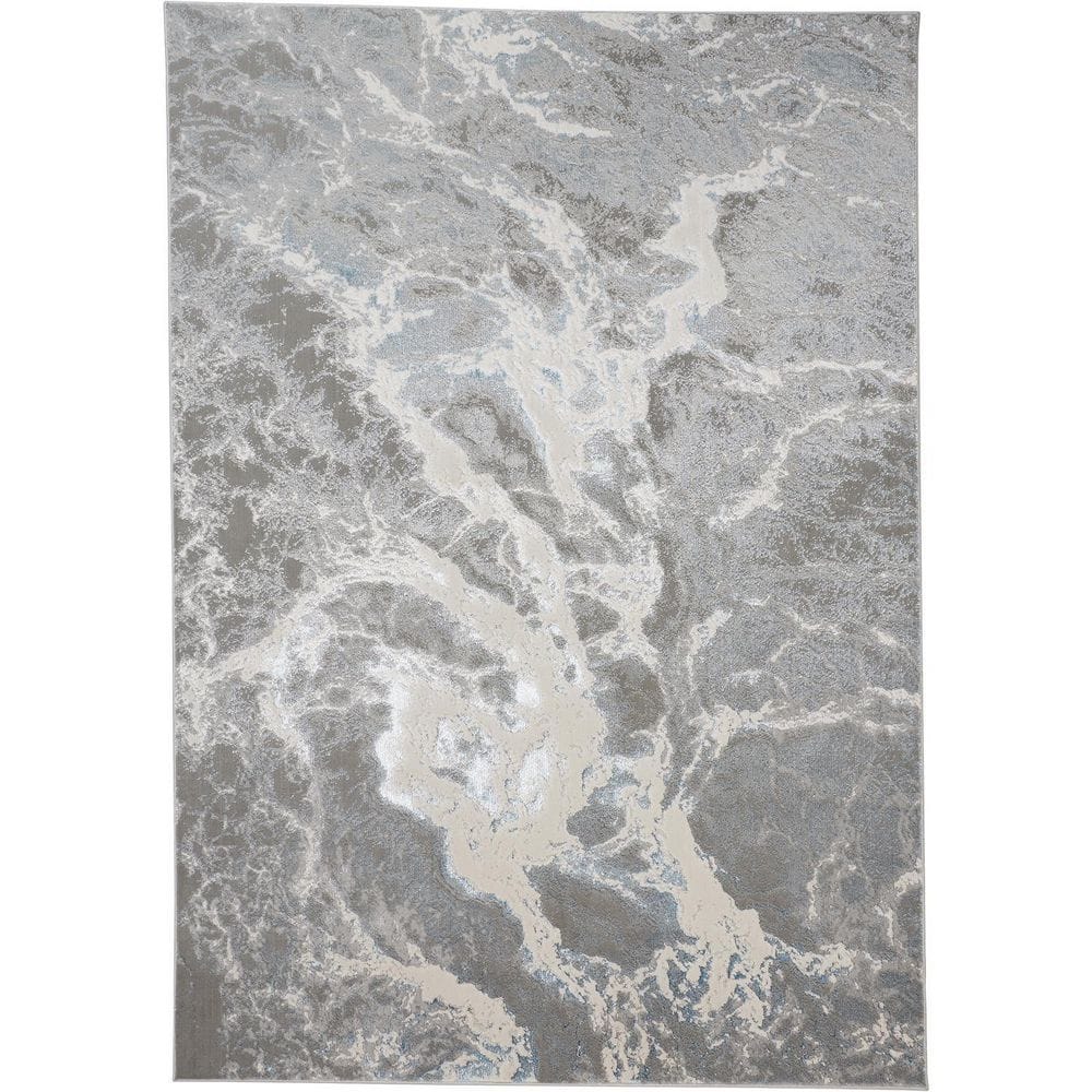 HomeRoots 4 ft. x 6 ft. Gray and Ivory Abstract Area Rug 2000513075 ...