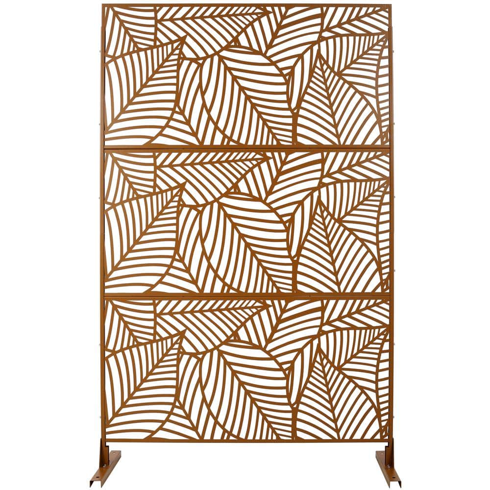 Kahomvis 6.3 ft. x 4 ft. Brown Outdoor Steel Decorative Privacy Screen ...