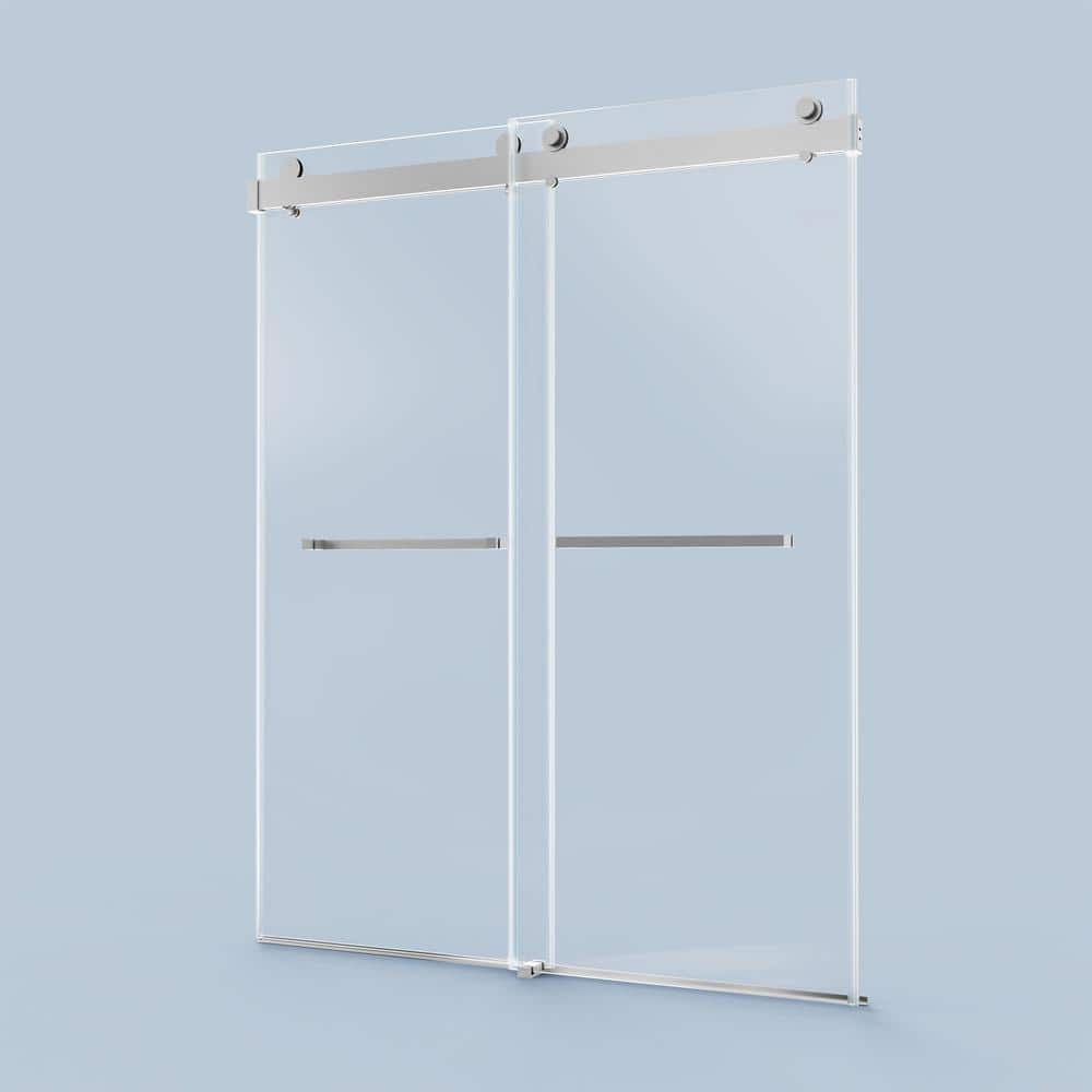 Boyel Living 68-72 in. W x 76" H Frameless Double Sliding Shower Door with 3/8 in. (10mm) Thick ...