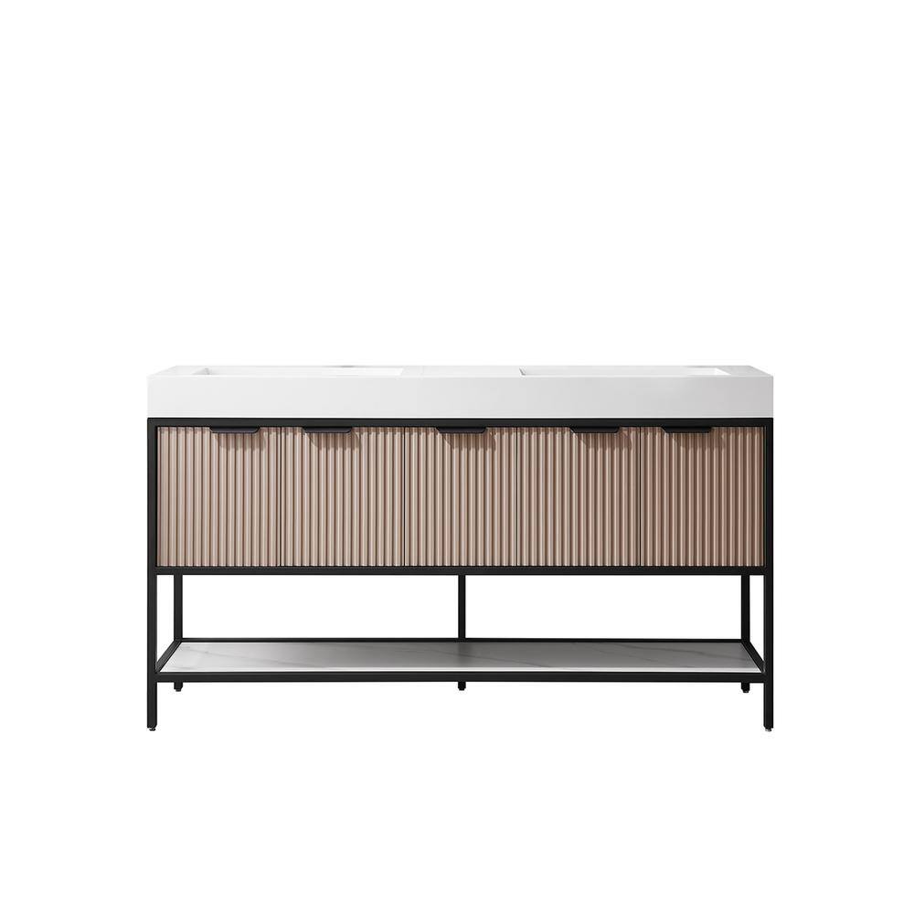 ROSWELL Marcilla 60 in. W x 20 in. D x 34 in . H Double Sink Bath ...