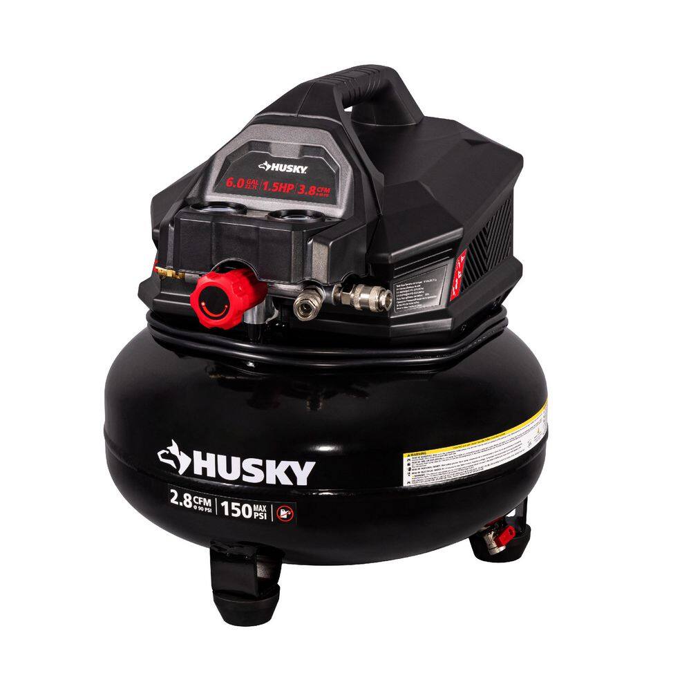Husky 6 Gal. 150 PSI Portable Electric Oil-Free Jobsite Pancake Air ...