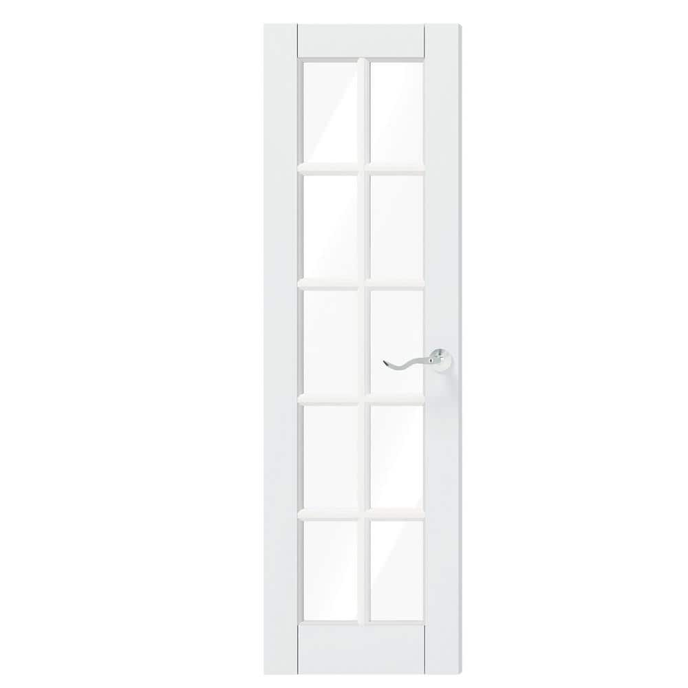 TENONER 24 in. x 80 in. Composite, MDF, 10 Lite, Clear Glass, Primed ...