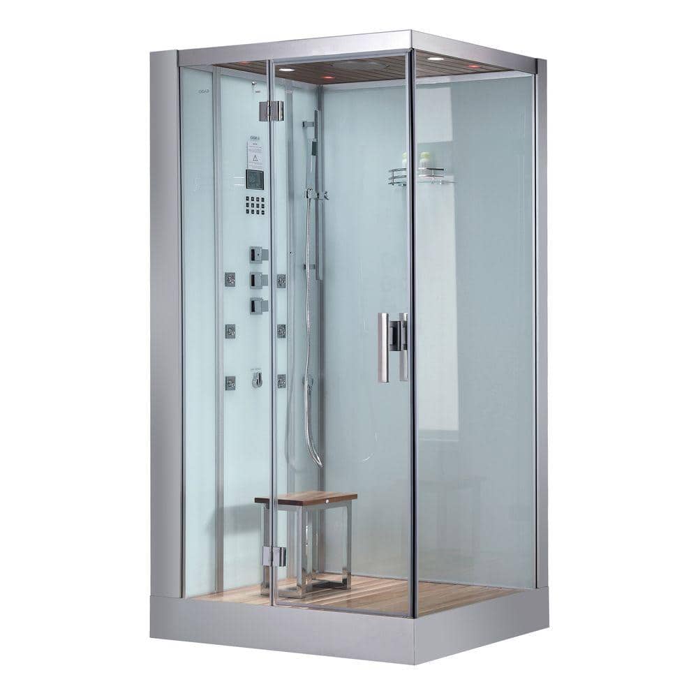 Ariel 47 in. x 35.4 in. x 89.1 in. Steam Shower Enclosure Kit in White ...