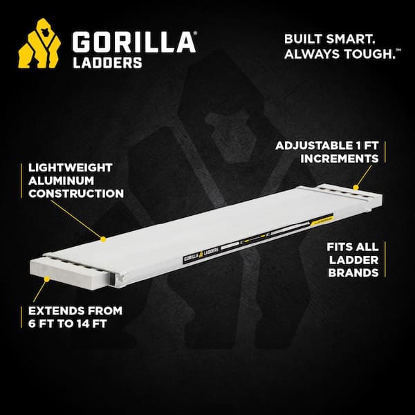 Gorilla Ladders 26 ft. Aluminum Ladder, Rail Brackets, Step Platform ...