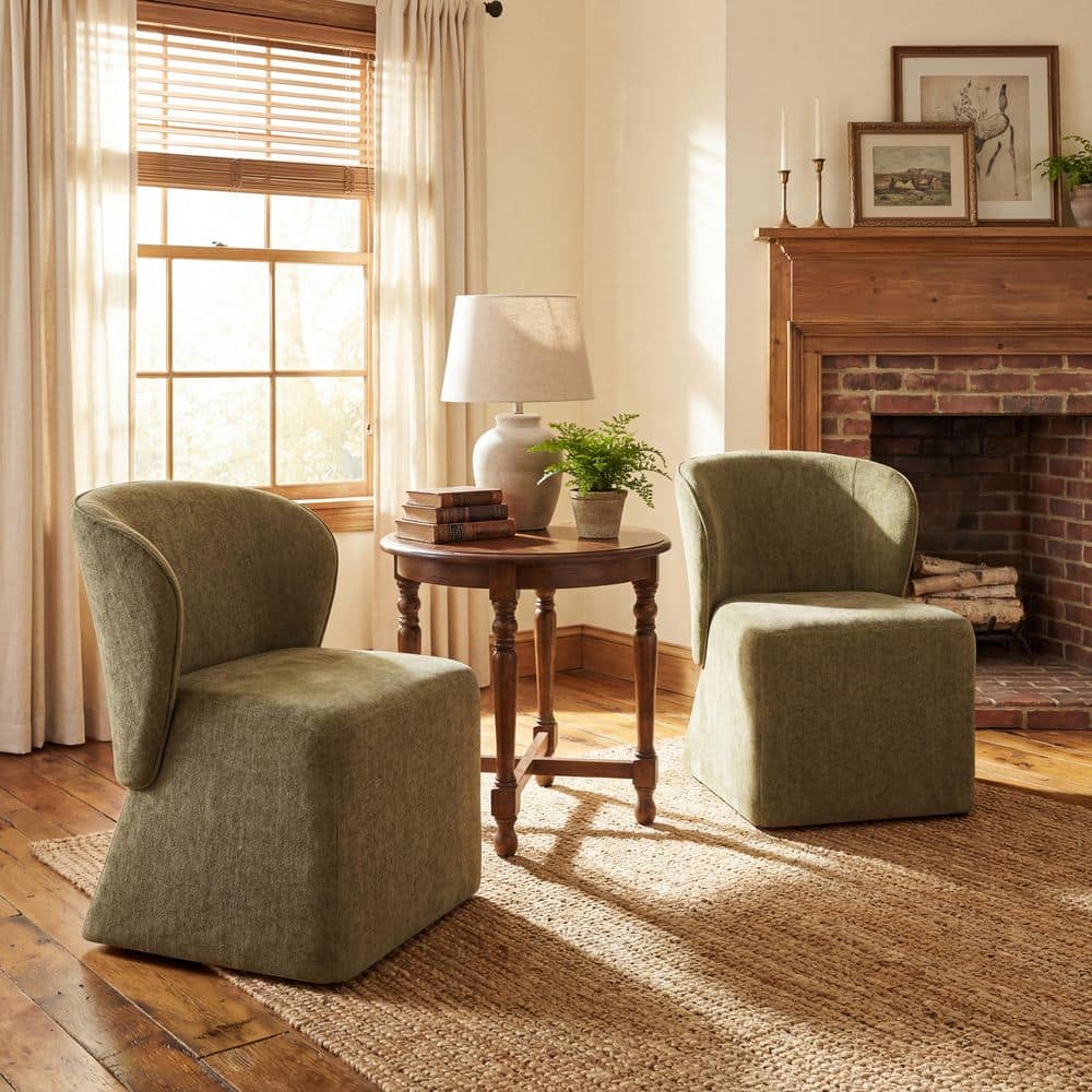 CHRISTOPHER KNIGHT HOME Fleming Olive Green Metal Fabric Upholstered ...