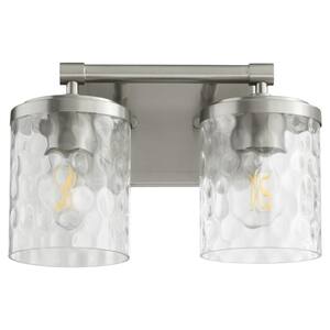 Quorum International 2-Light - 100-Watt Medium lamp base Light Vanity 13 in. Width with 2 Clear ...