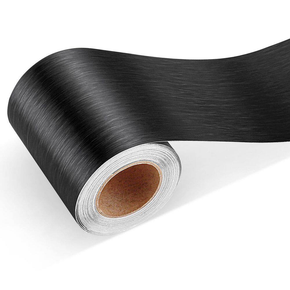 TUKTUK Metallic Brushed Black Vinyl Peel, Stick Wallpaper Border Self ...