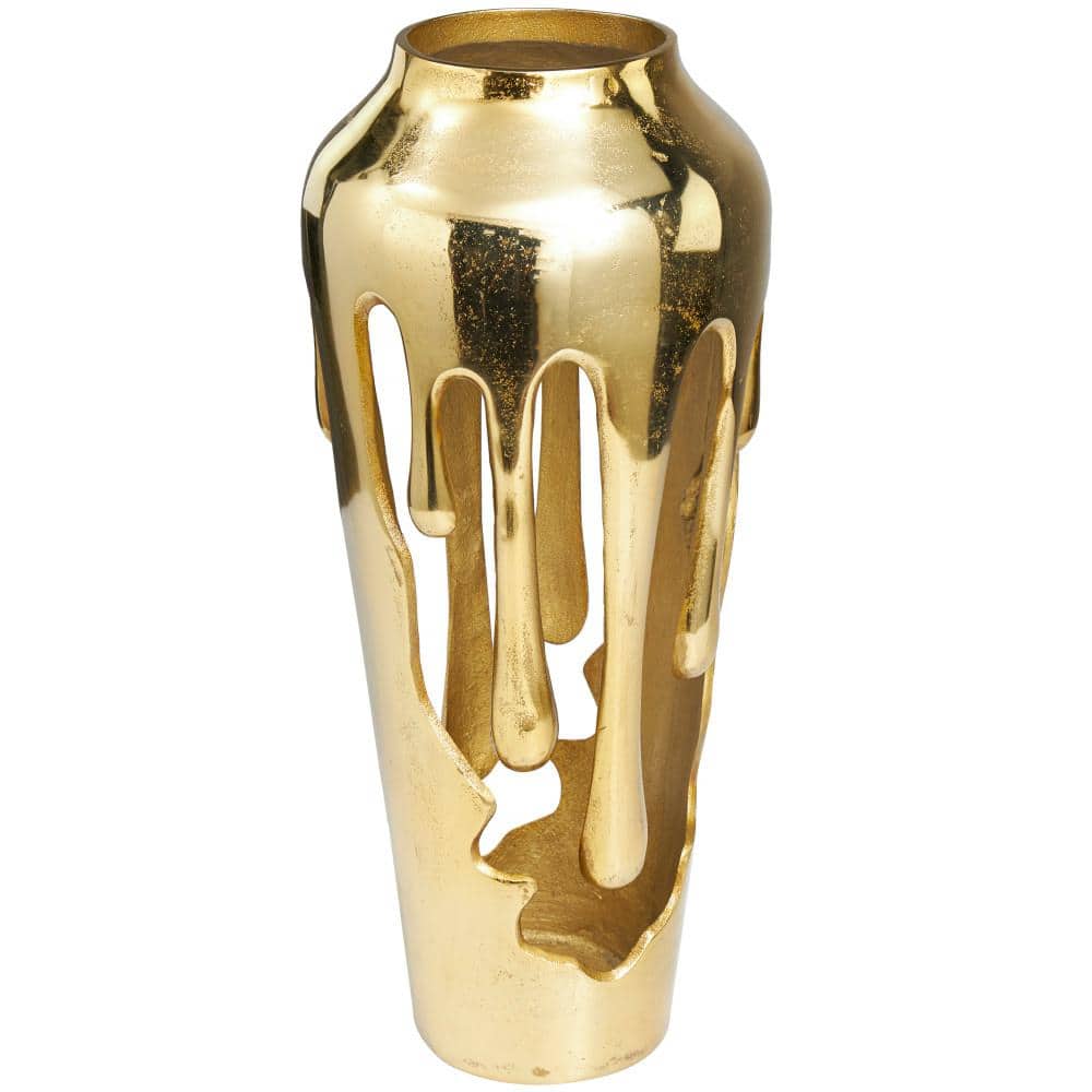 Litton Lane 19 in. Gold Drip Aluminum Metal Decorative Vase with ...
