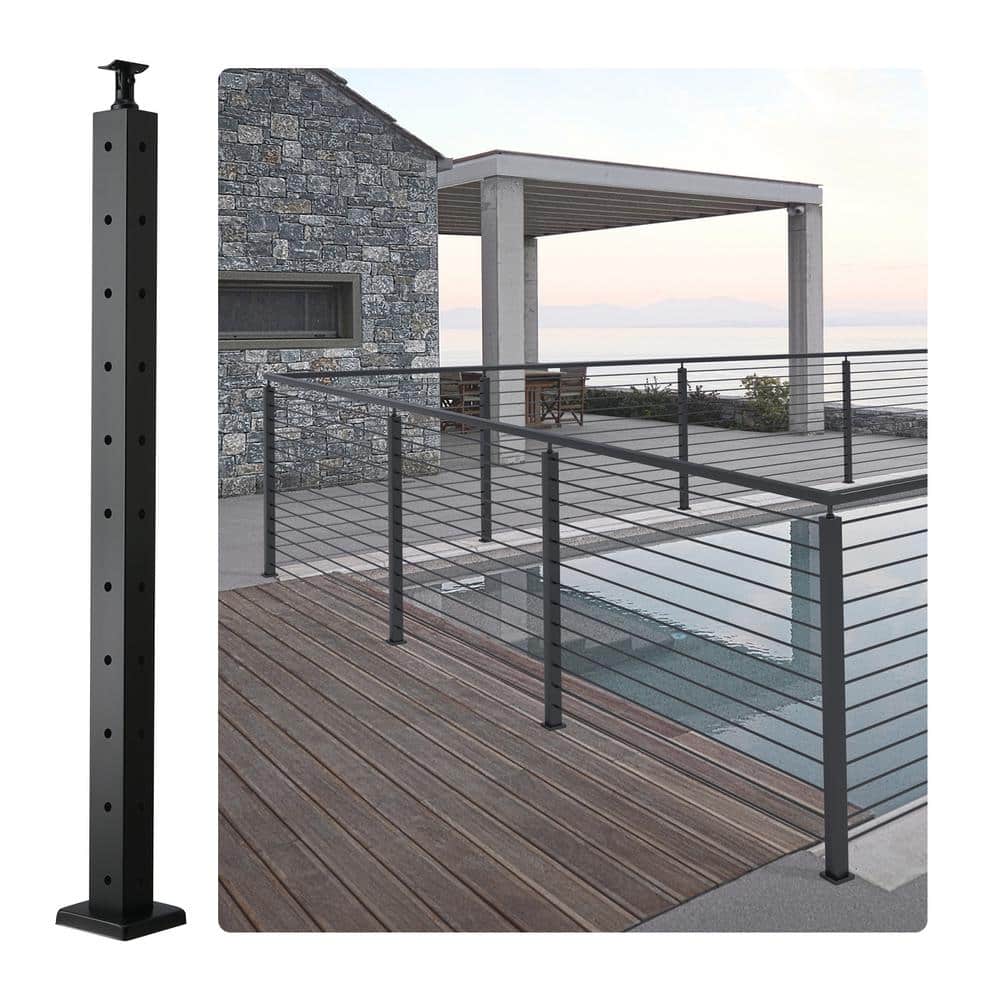 VEVOR Cable Railing Post 36 in. L x 2 in. W x 2 in. H Steel L-Shaped ...