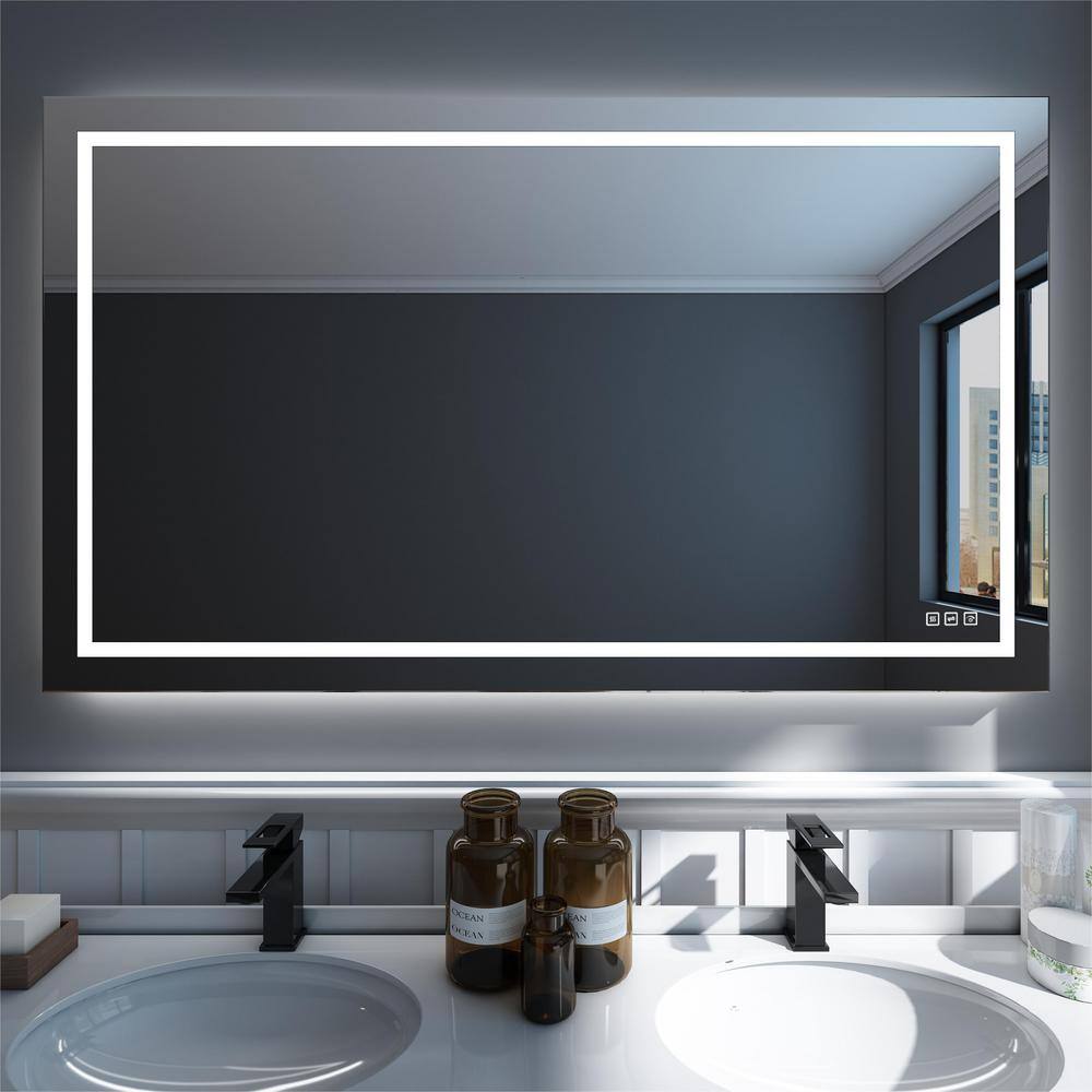 waterpar 60 in. W x 36 in. H Rectangular Frameless Wall Bathroom Vanity ...