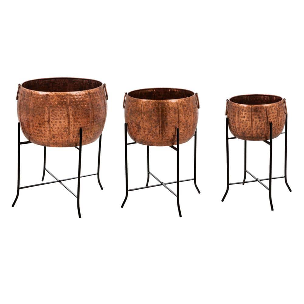 Evergreen Copper Planters with Stand (Set of 3) 8PMTL5200 - The Home Depot