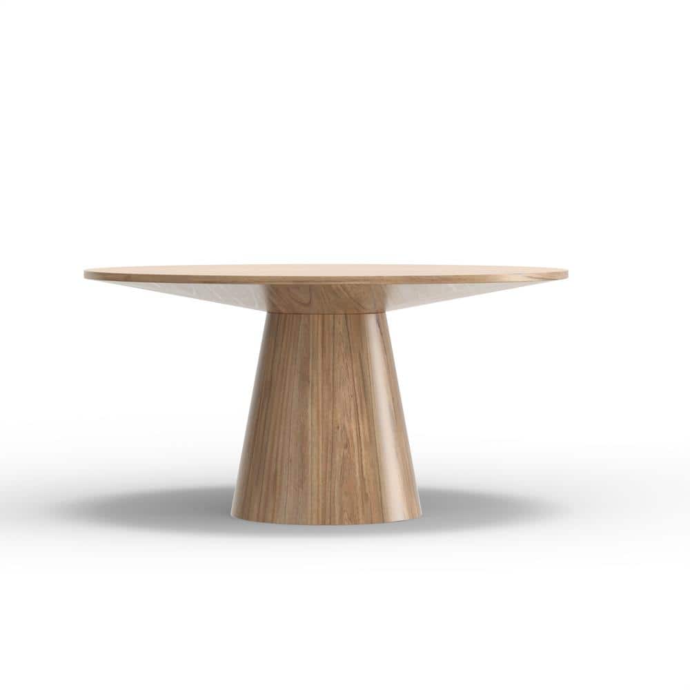Alpine Furniture Cove Round Natural Wood 59 Pedestal Dining Table Seats ...