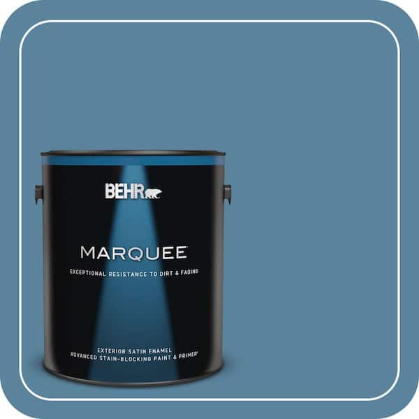 BEHR MARQUEE 1 gal. #BIC-38 Honest Blue Satin Enamel Exterior Paint ...