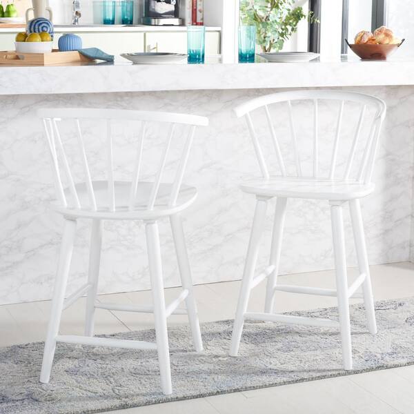 SAFAVIEH Blanchard 24 in. White Wood Counter Stool BST8506B-SET2 - The ...