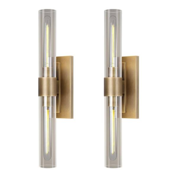 2 Pack 24.8 in. 2 Gold Tube Vanity Light for Bathroom, Bedroom, Hallway ...