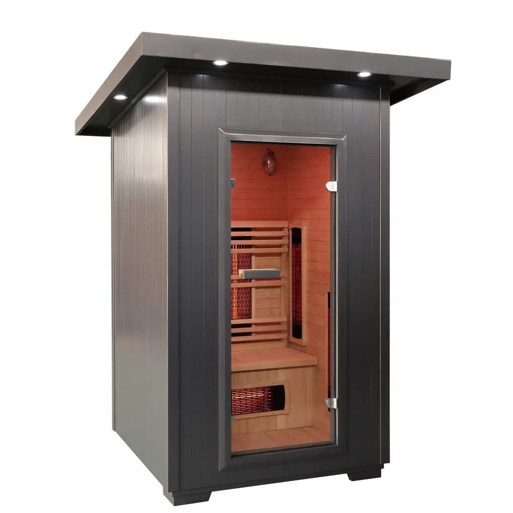 SUNRAY SAUNAS Logan 2-Person Outdoor Contemporary Hemlock Infrared ...