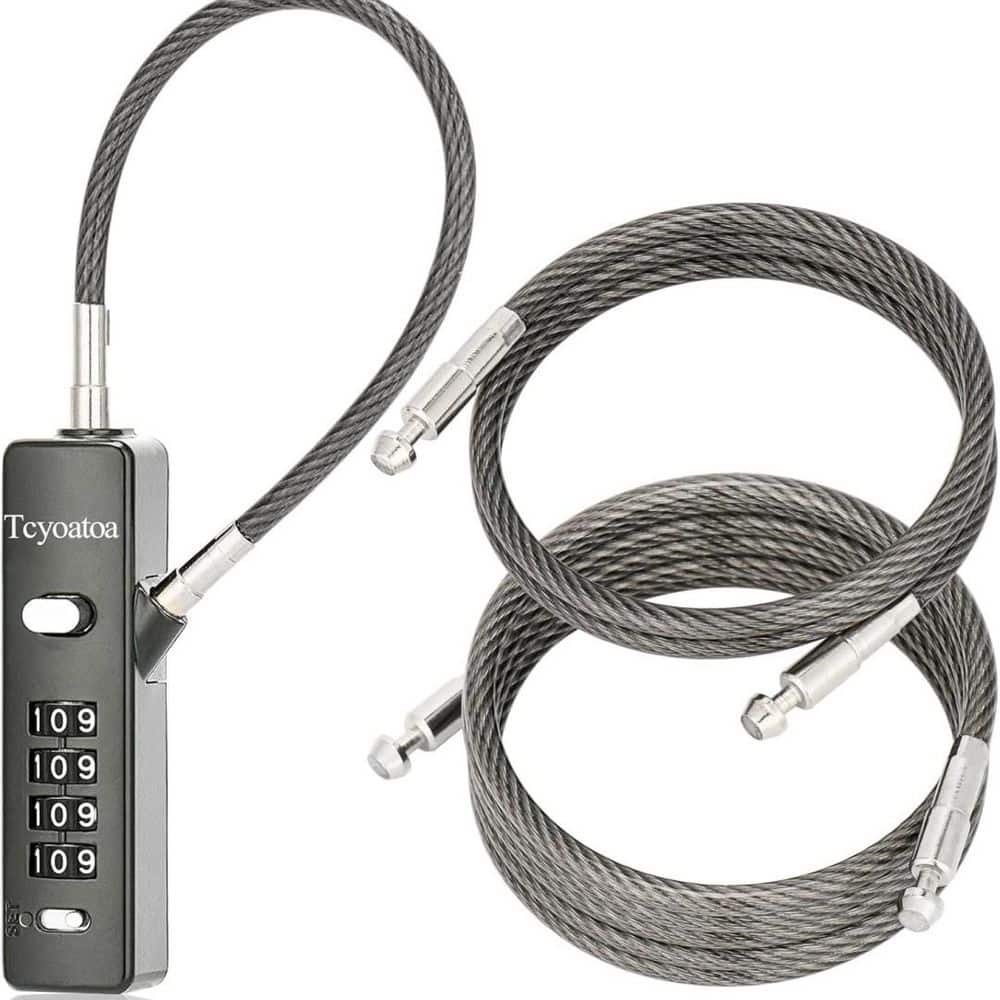 Lukyamzn 4-Digit Combination Cable Lock with 3 Replaceable Steel Cables ...