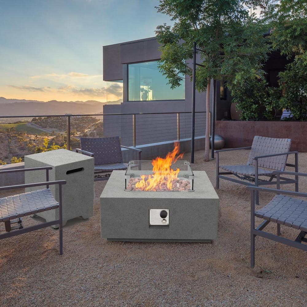 50000 BTU Fire Pit Table with 10 ft. Regulator Including Gas Hose, Lava ...