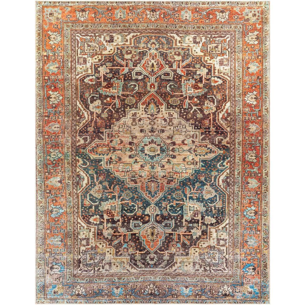 Livabliss Michelle Burnt Orange/Teal 8 ft. x 10 ft. Traditional Indoor ...