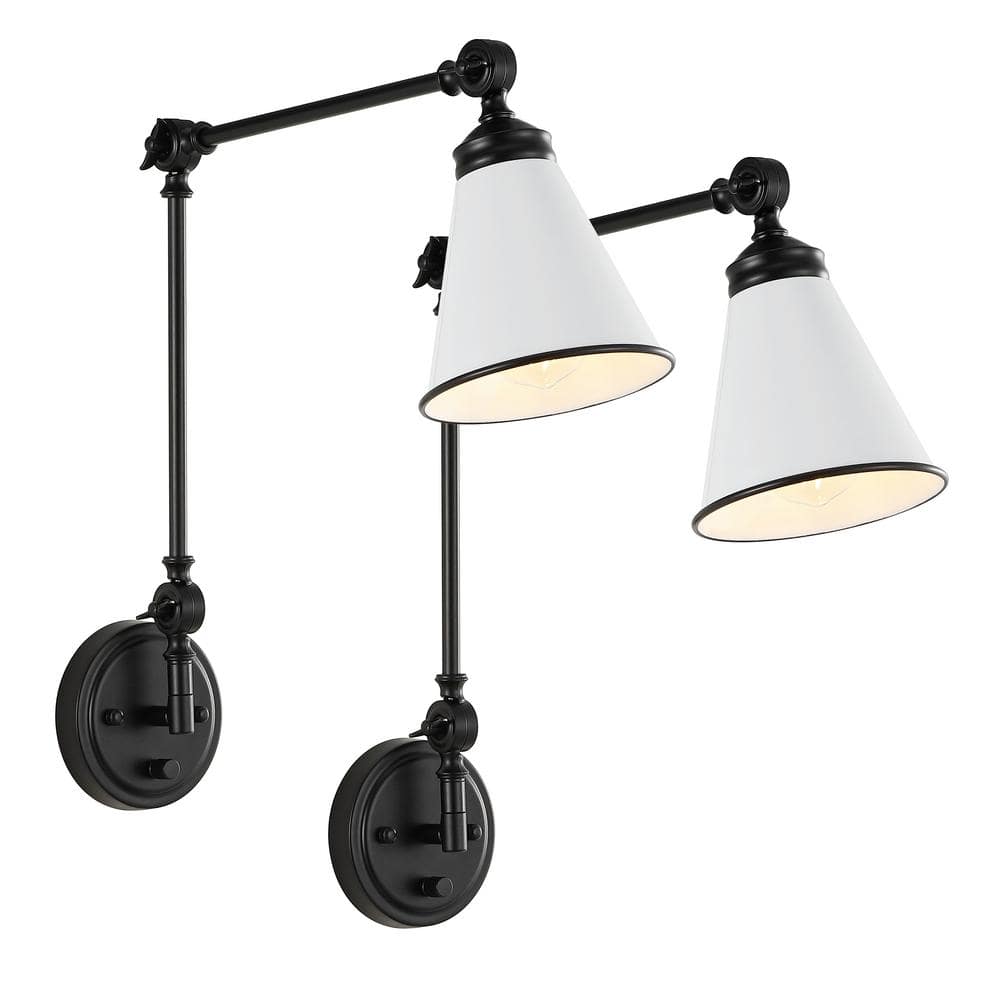 MLiAN Swing Arm Wall Lamp Set of 2, Modern Adjustable Wall Mounted ...