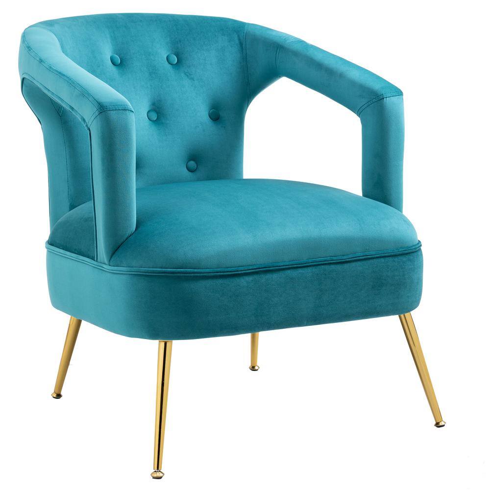 Light Blue Velvet Plywood Upholstery Accent Chair For Living Room Bed ...
