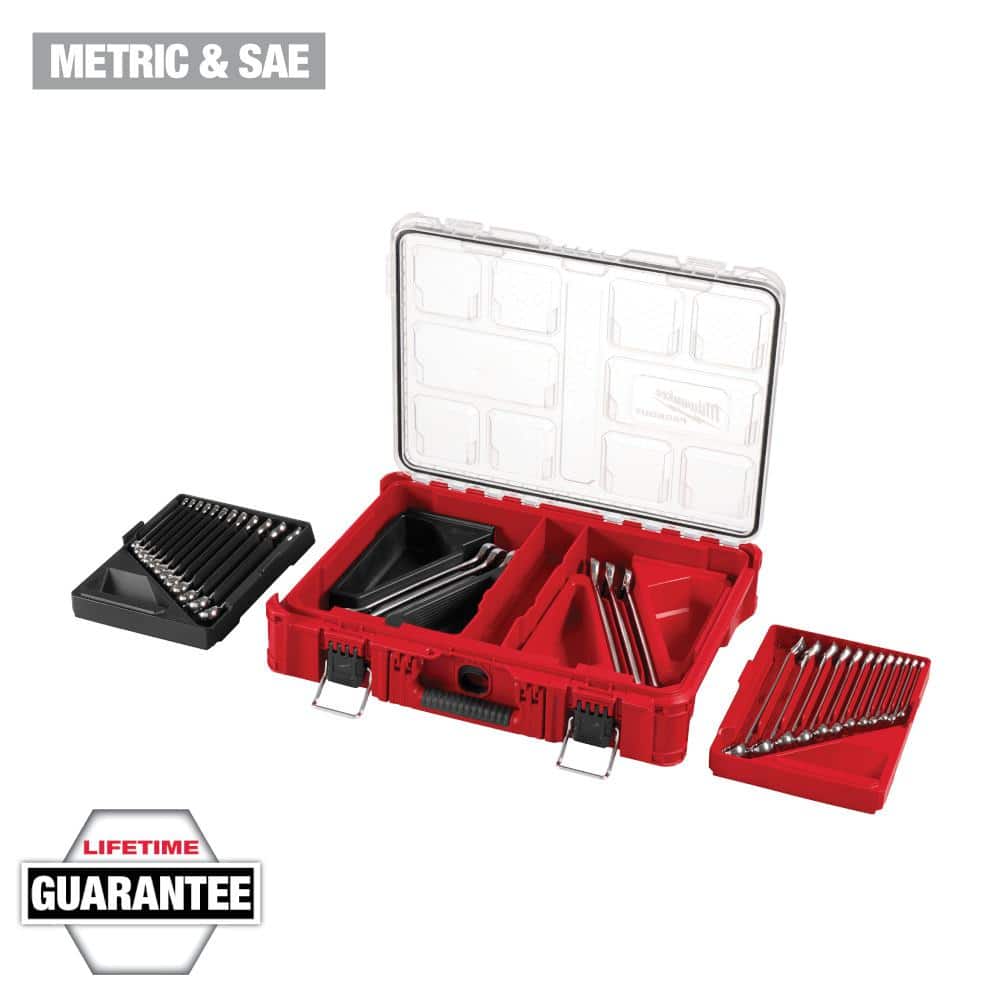 Milwaukee Metric/SAE Combination Wrench Set with PACKOUT Organizer (30 ...
