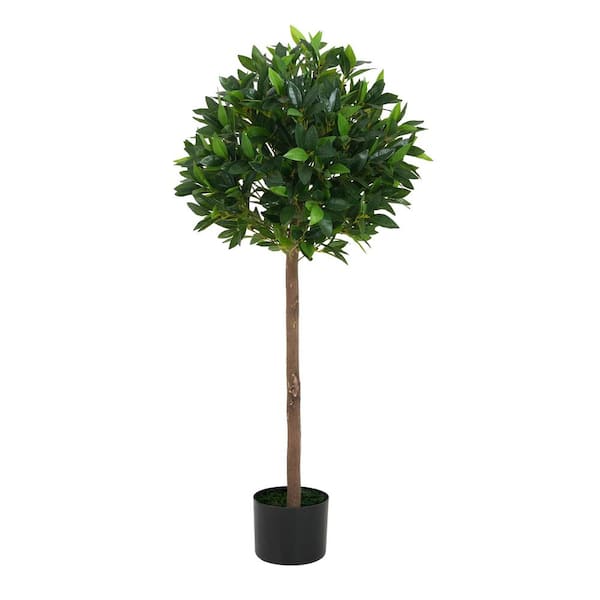 Afoxsos 4 ft. Artificial Topiary Bay Tree Ball With Pot, Set of 2 ...