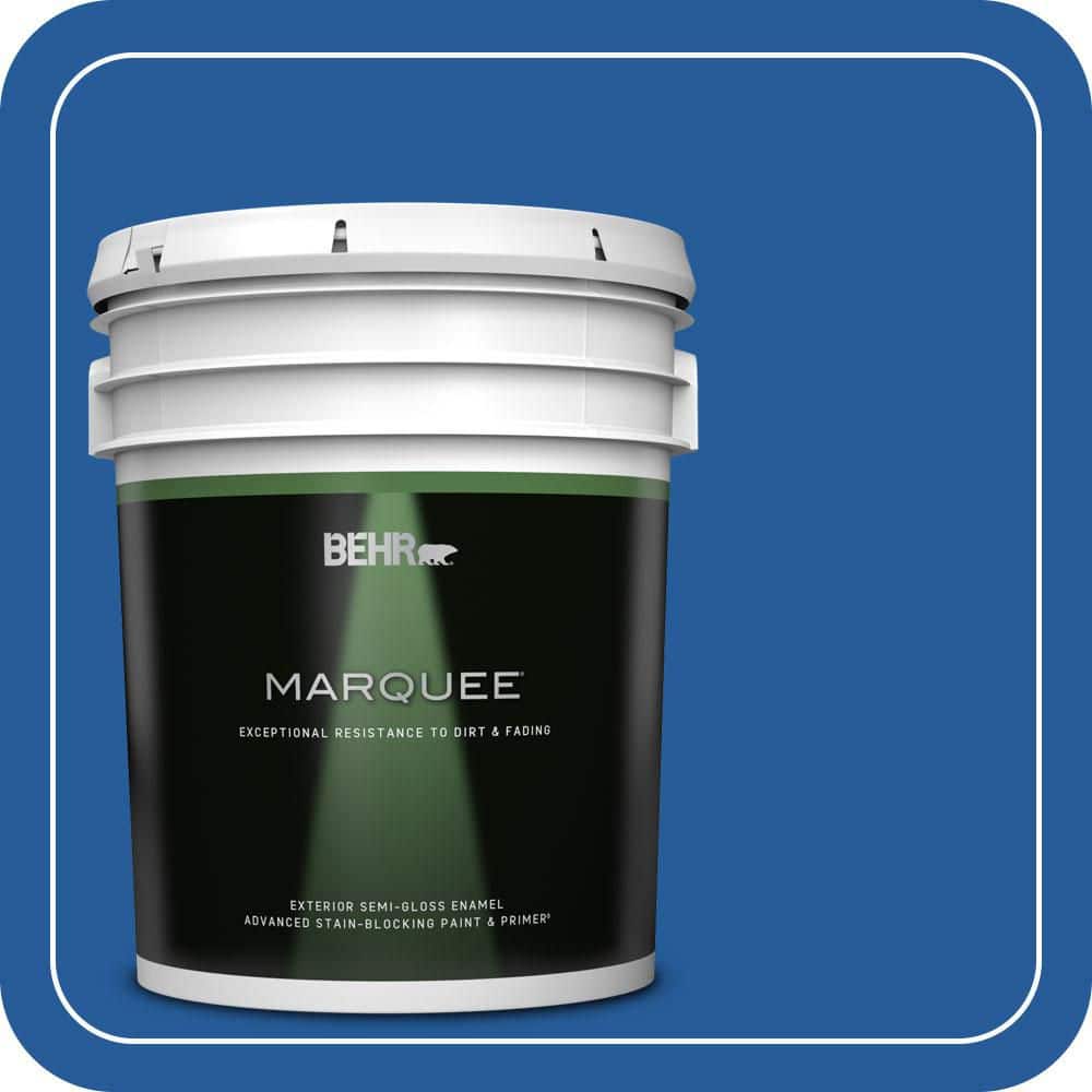 BEHR MARQUEE 5 gal. #P510-7 Beacon Blue Semi-Gloss Enamel Exterior ...