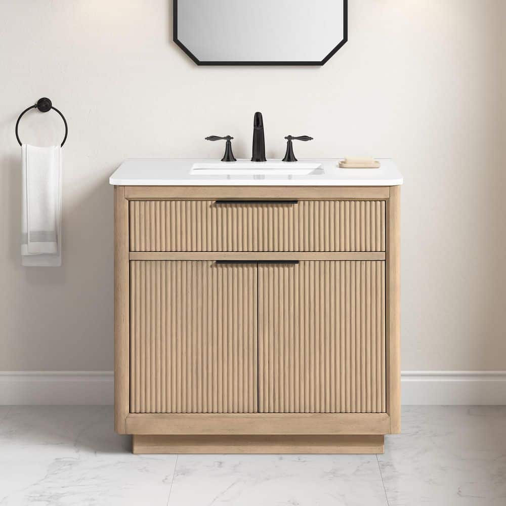 OVE Decors Xander 36 in. Single Sink Freestanding Sahara Birch Bath ...