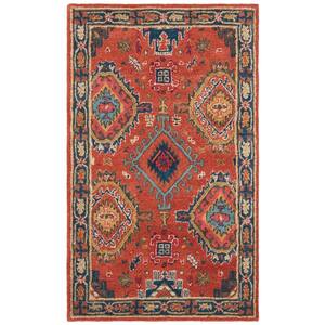 SAFAVIEH Heritage Rust/Navy 8 ft. x 10 ft. Border Area Rug HG427P-8 ...