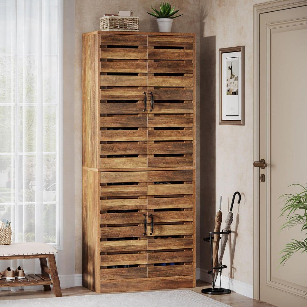 BYBLIGHT Lauren 70.86 in. H Rustic Brown 9-Tier Tall Shoe Storage ...