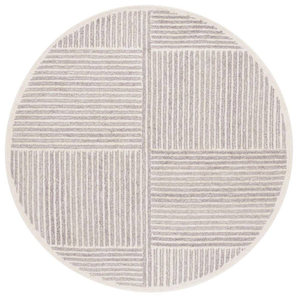 SAFAVIEH Renewal 6 ft. x 6 ft. Gray/Ivory Striped Geometric Round Area ...