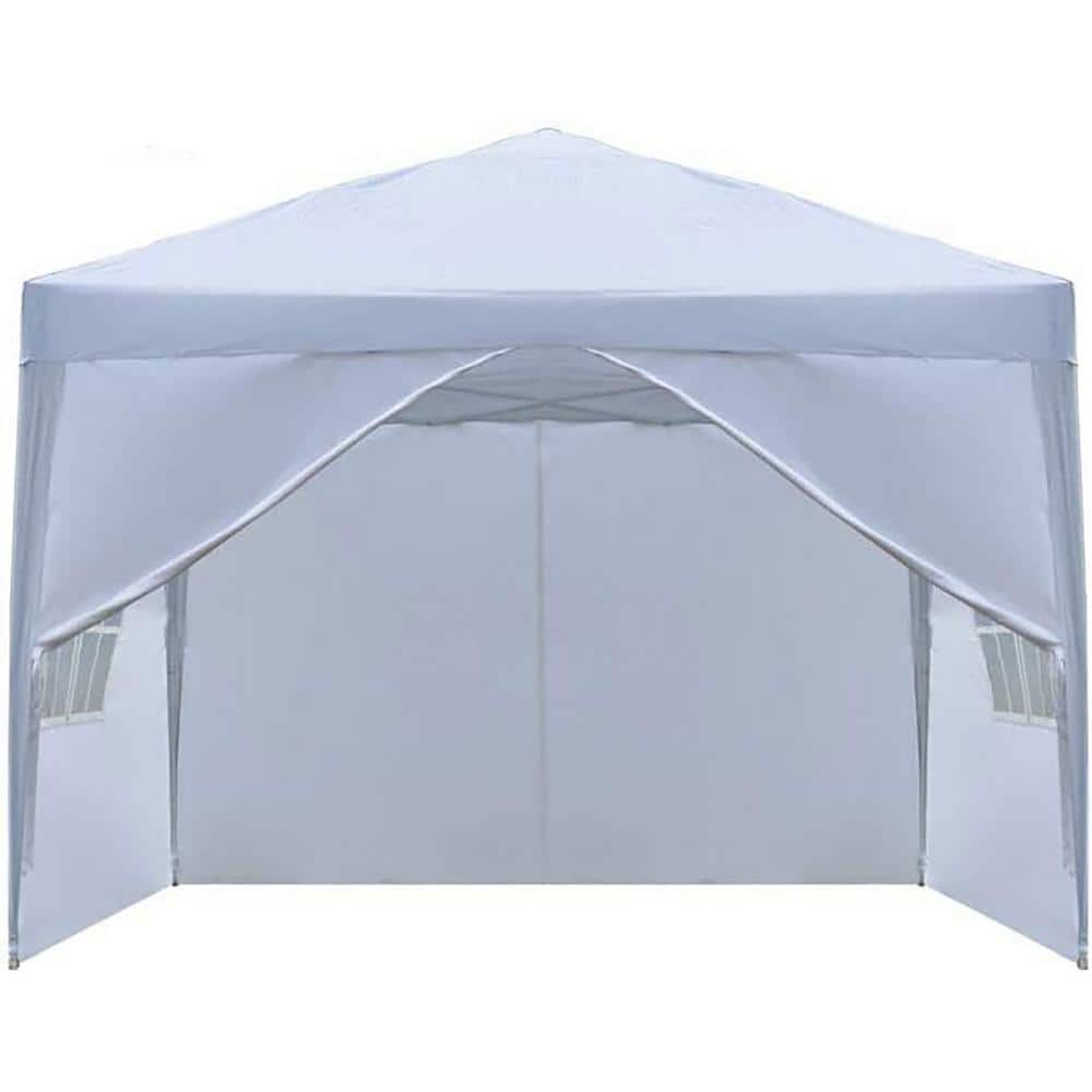 10 ft. x 10 ft. White Pop Up Canopy Tent Portable Outdoor Canopy Tent ...