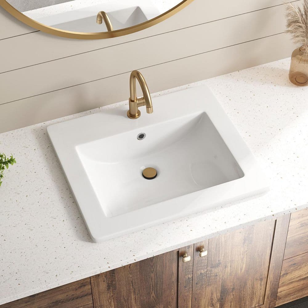 Los Flexi Drop In Bathroom Sink 21 in. x 18 in. Vintage Style White ...