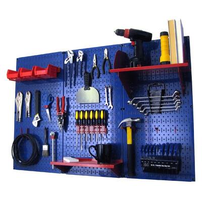 Wall Control 32 in. x 32 in. Overall Size Blue Metal Pegboard Pack with ...
