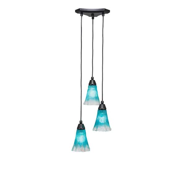 Condor 3 Light Matte Black, Cluster Pendant Light with 5.5 in. Fluted ...
