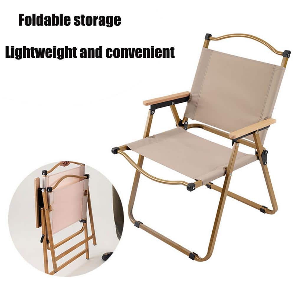 Outdoor Beige Folding Chair, Fishing Chair, Camping Beach Chair, Wood ...