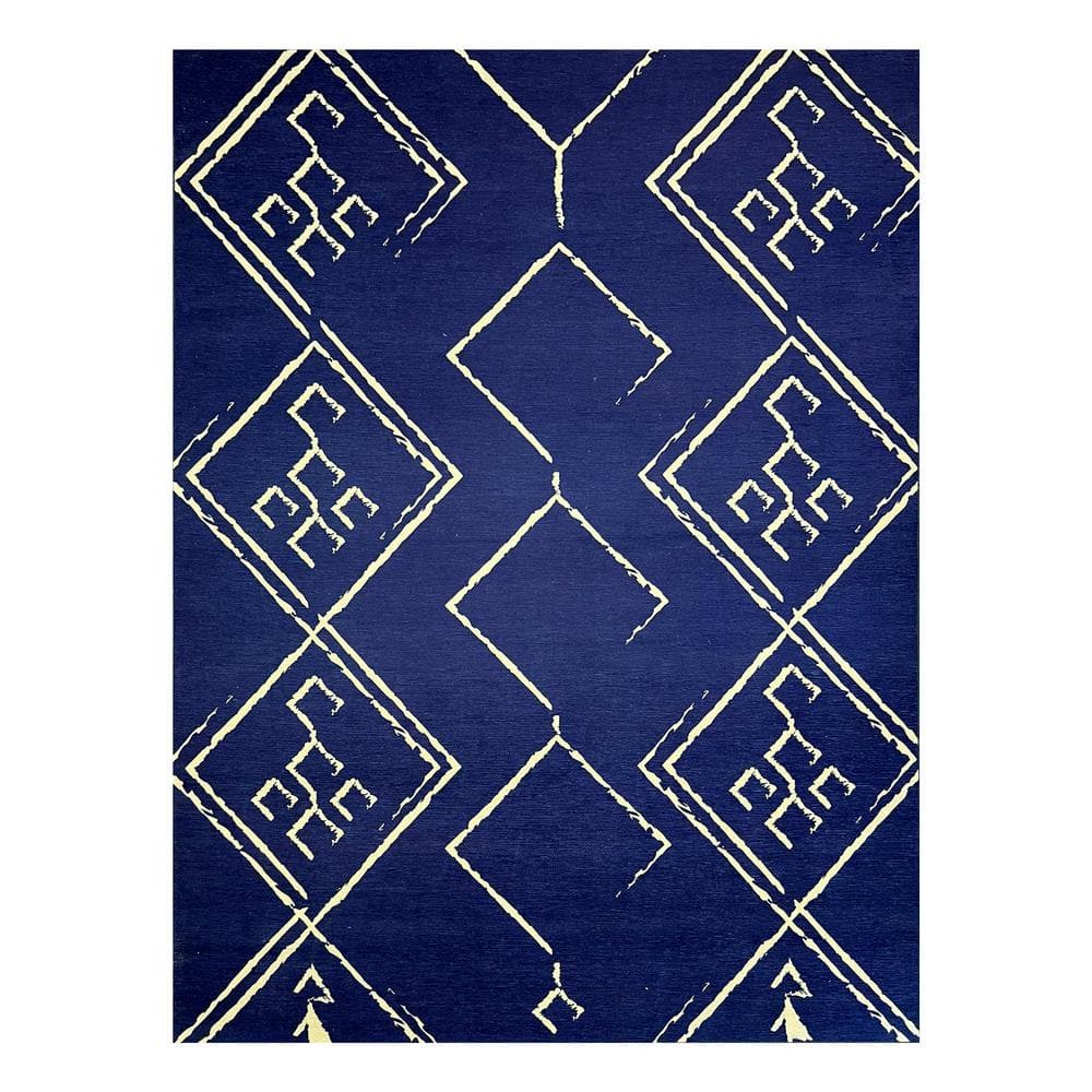 PLAYA RUG Aspen Navy Creme 5 ft. 4 in. x 8 ft. Machine Washable Tribal ...