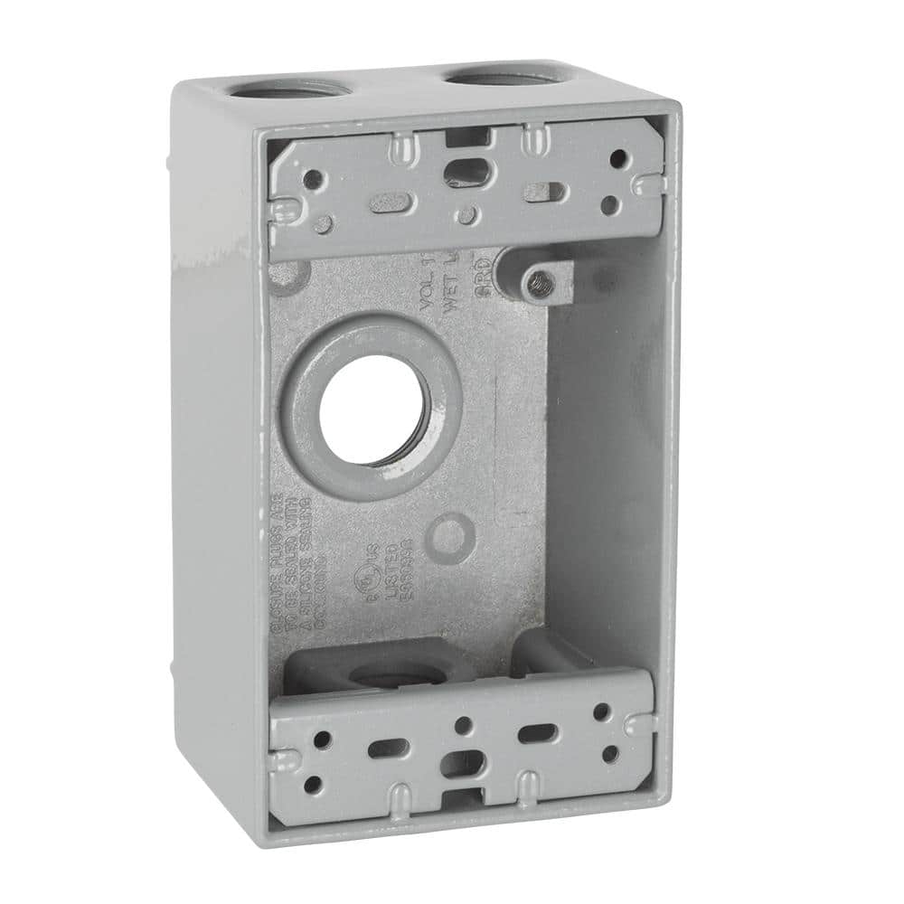 Halex 1/2 in. Gray 1-Gang 4-Hole Weatherproof Outlet Box W41451 - The ...