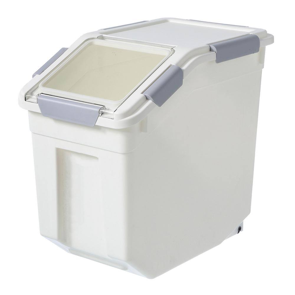 10 Liter Rice Storage Container with Wheels and Measuring Cup, White ...