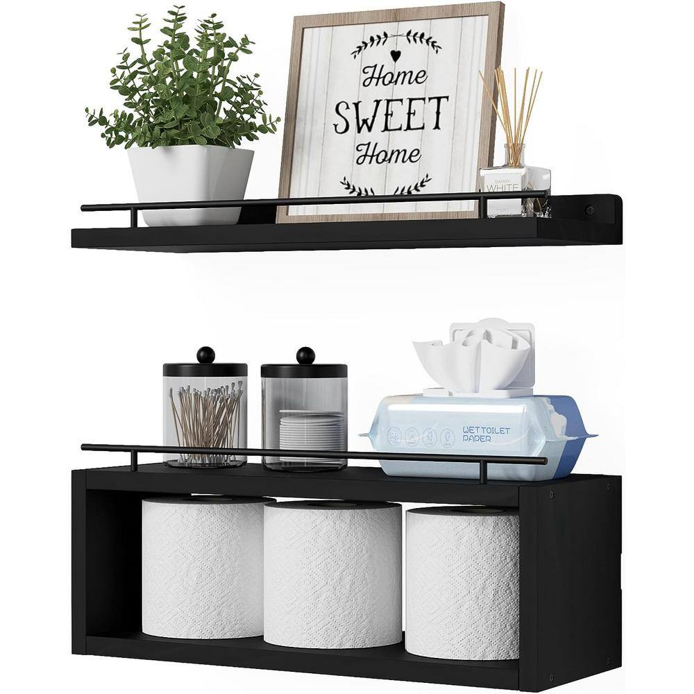 Cubilan 6 in. D x 15.7 in. W x 0.5 H Black Wood Decorative Cubby Wall ...