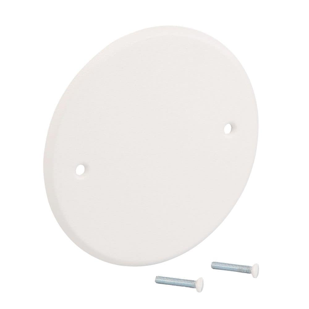 Commercial Electric 5 in. Round (Fits 4 in. Box) Blank Metal Wall Plate ...