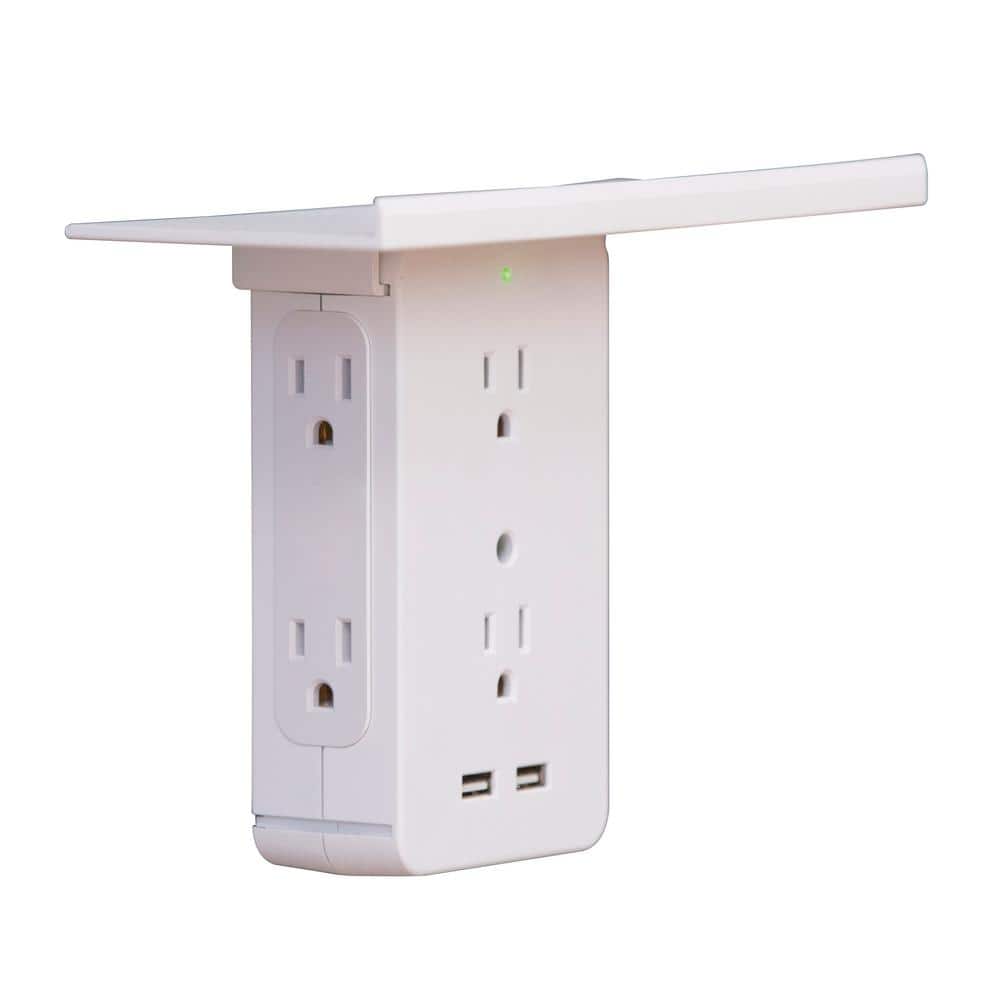 Socket Shelf Cordless Wall Outlet Extender with 6-Outlets and 2 USB ...