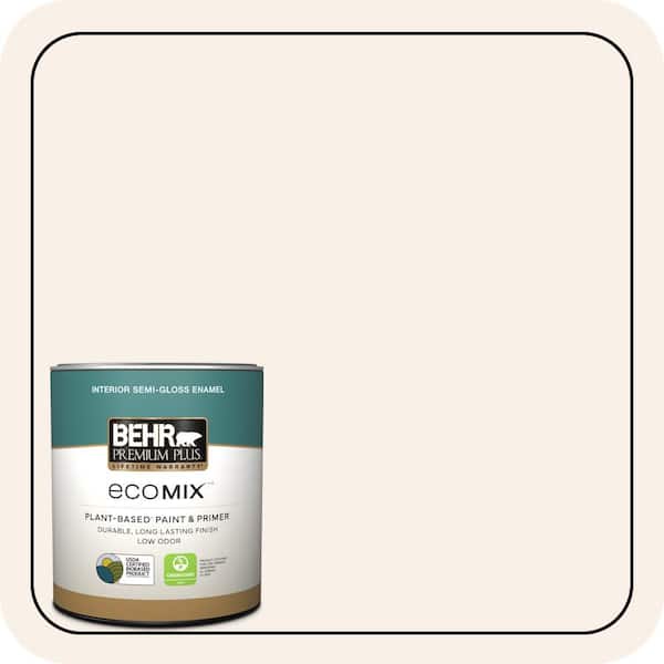 BEHR PREMIUM PLUS 1 qt. #RD-W05 Moonlit Beach Semi-Gloss Enamel EcoMix ...