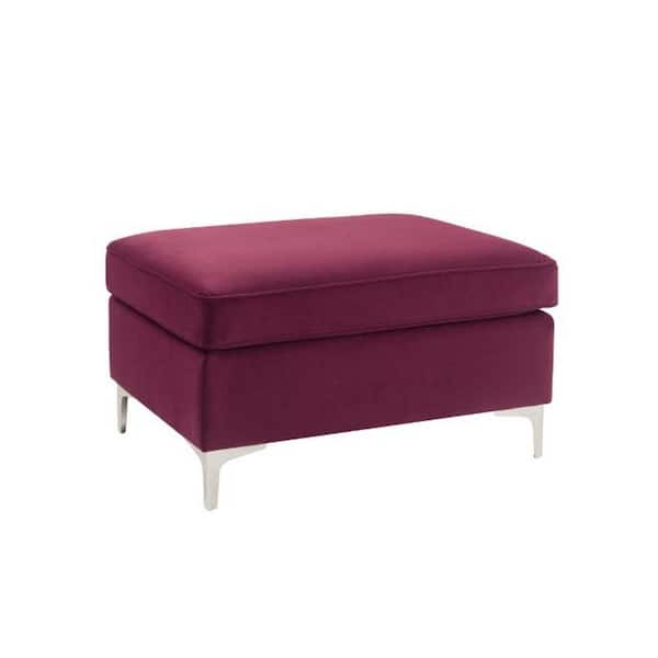 Benjara Red Fabric Rectangle Accent Ottoman BM250602 - The Home Depot