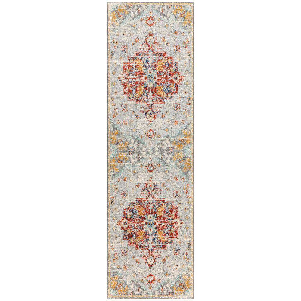 Nourison Passion Grey Multicolor 2 ft. x 8 ft. Center medallion ...
