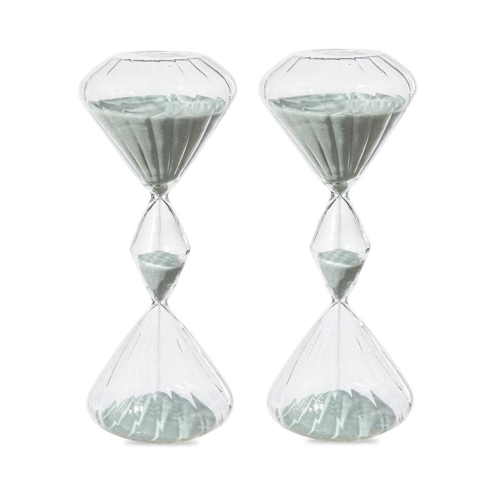 Glitzhome Geometric Tri-Layer Hourglasses with Grey Sand, 60-Minute ...