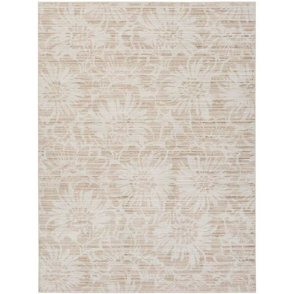 Nourison Iliana Ivory Grey with Gold Accents 8 ft. x 10 ft. Striated ...