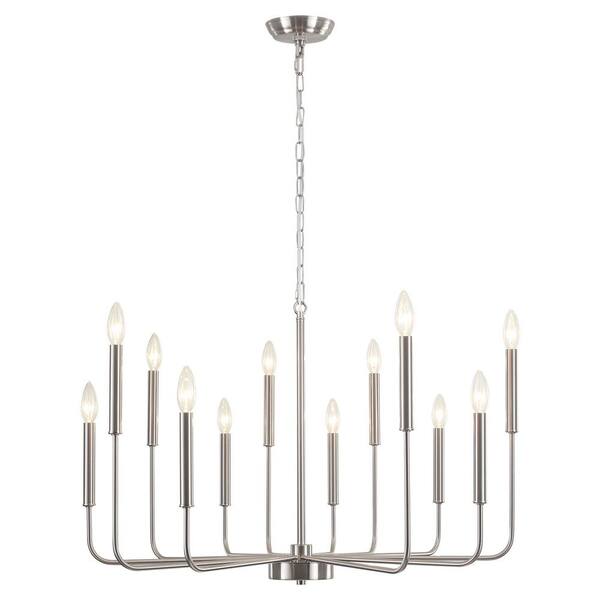 ADSENSTY Modern 12-Light Large Sand Nickel Linear Candlestick ...