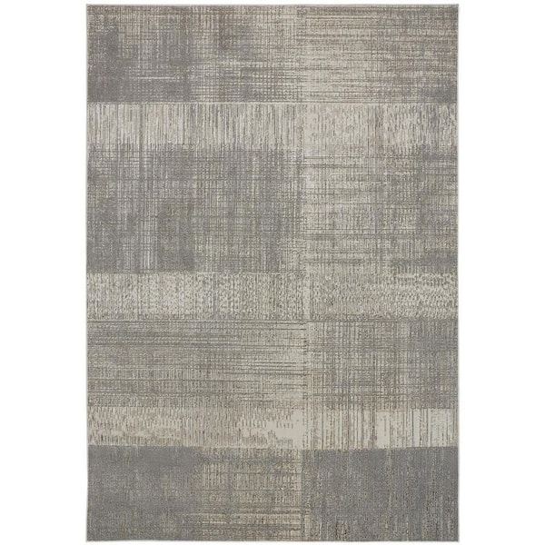 HomeRoots 2 ft. x 8 ft. Gray, Ivory Abstract Area Rug 2000512956 - The ...